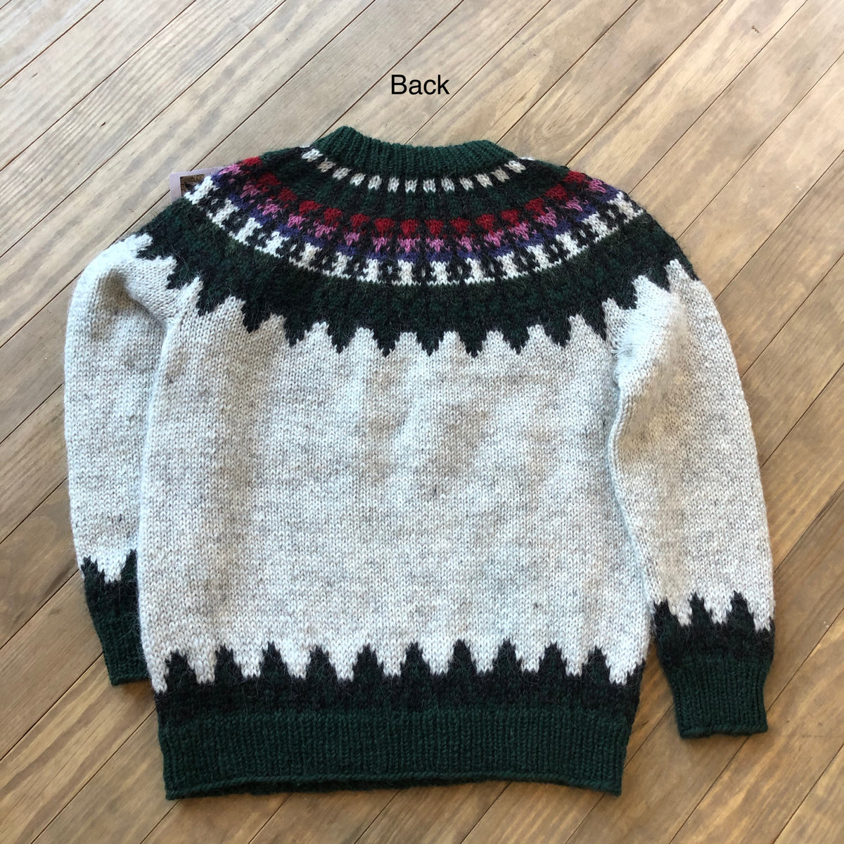 Green, black, purple, pink handmade Icelandic wool women's sweater ...